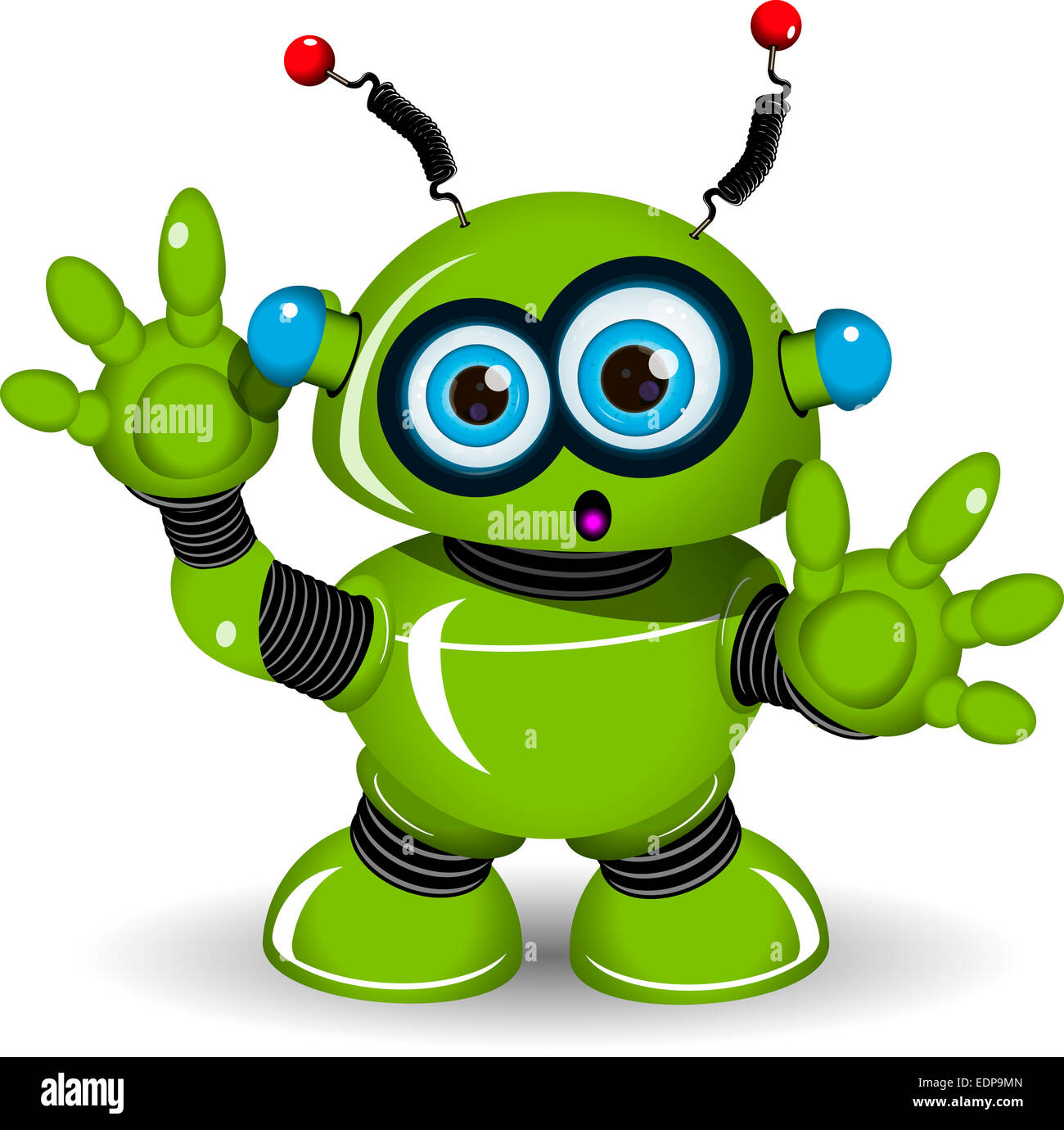 Illustration of a green robot with antennae Stock Photo - Alamy