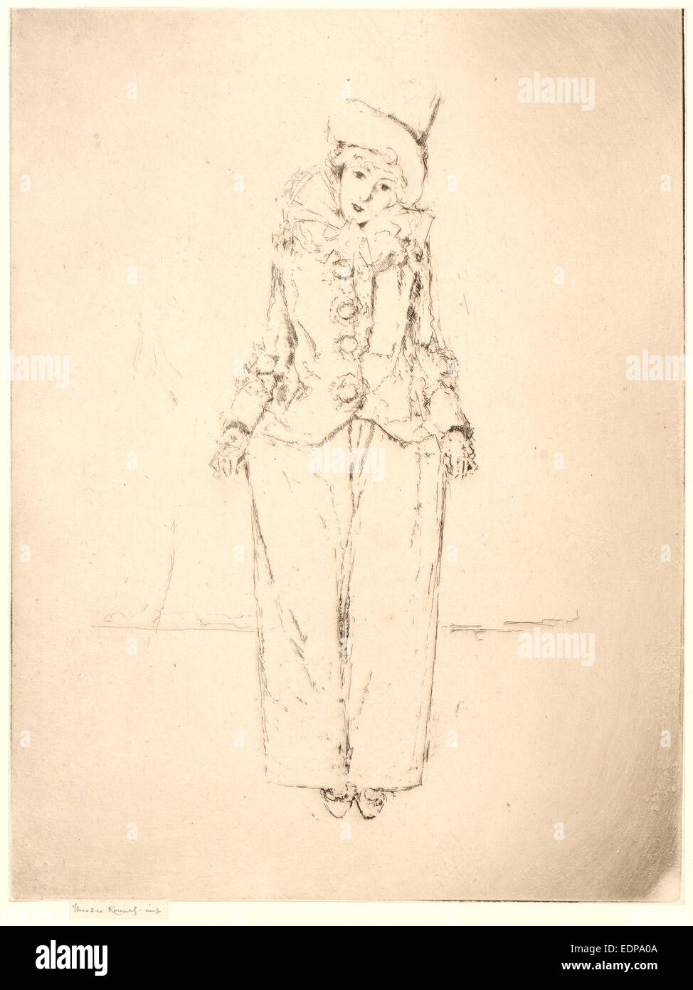 Théodore Roussel (French, 1847 - 1926). Figure of Pierrot. Etching ...
