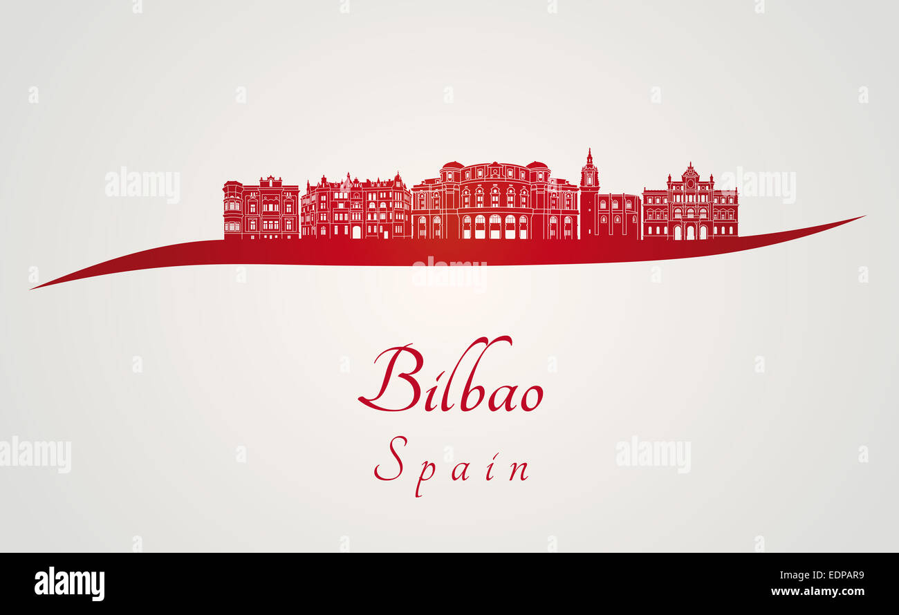 Bilbao skyline in red Stock Photo - Alamy