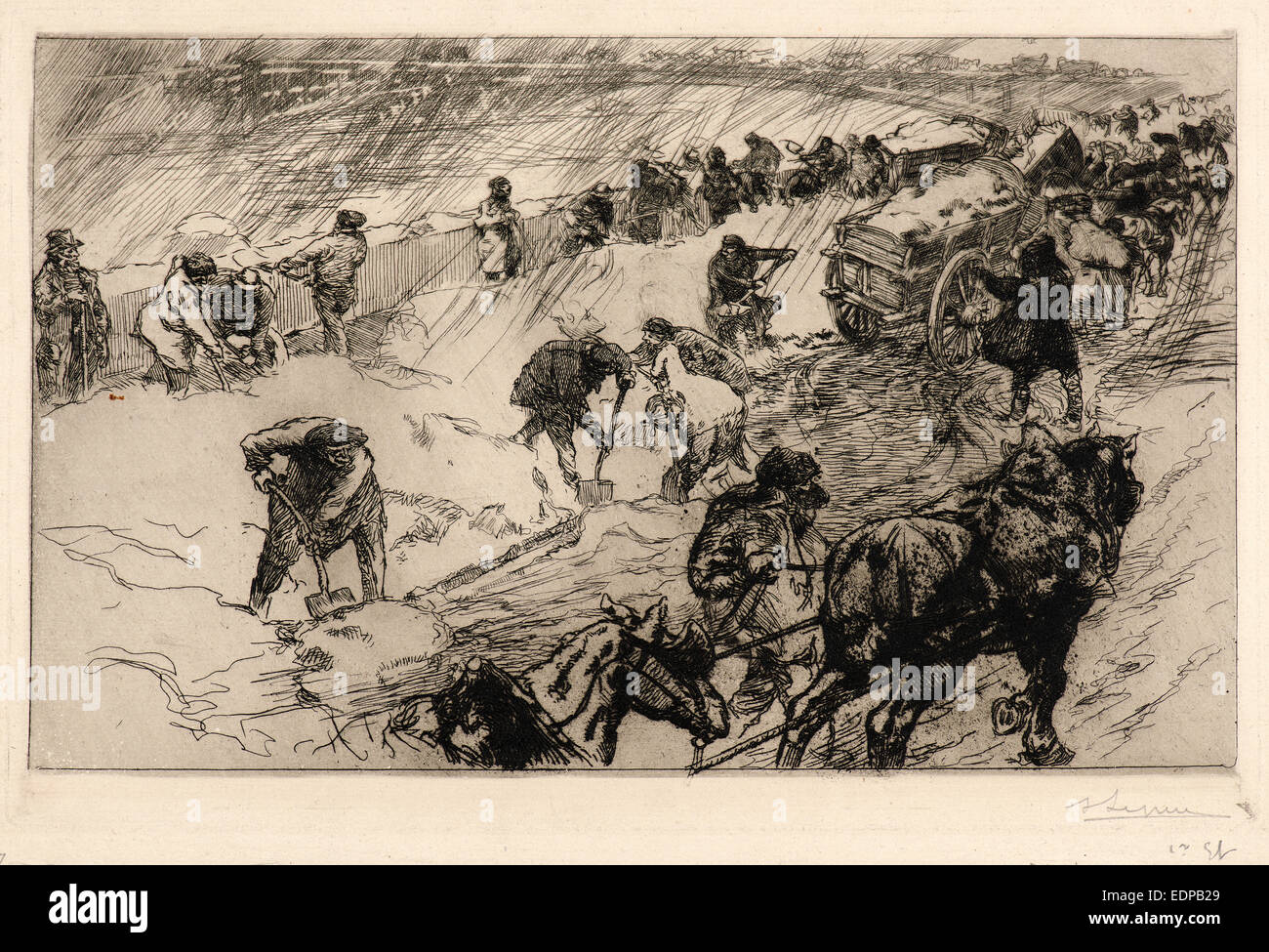 Auguste Louis Lepère (French, 1849 - 1918). Combat contre la Niege ...