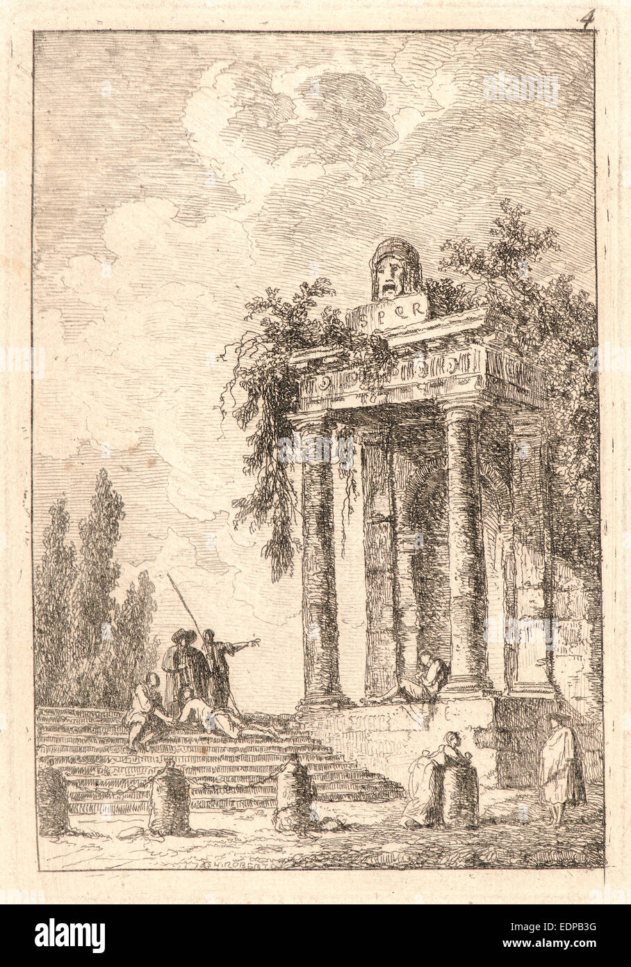 Hubert Robert (French, 1733 - 1808). The Stairway with Four Posts, 1763 ...