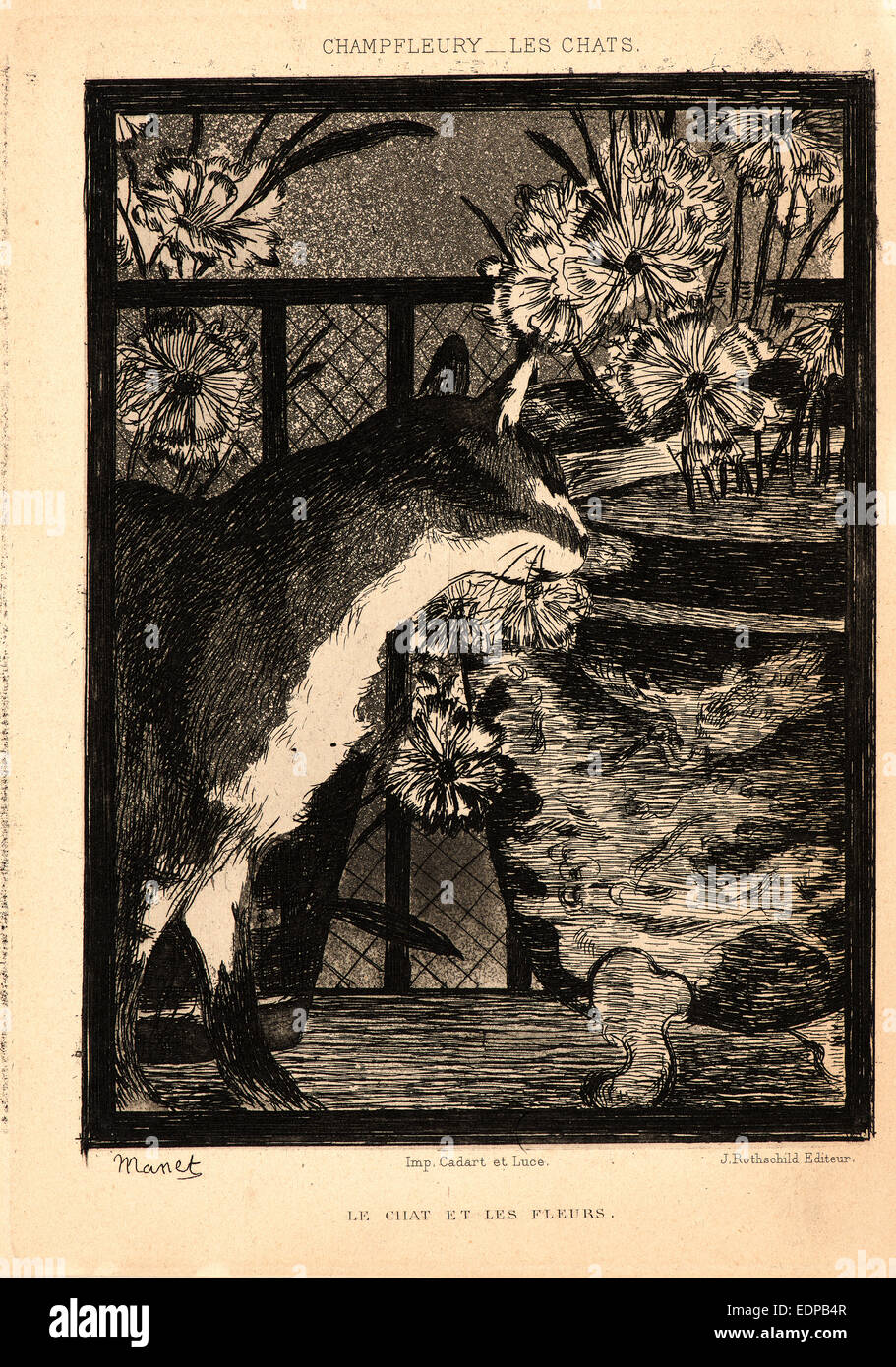 Édouard Manet (French, 1832 - 1883). The Cat and the Flowers (Le chat ...