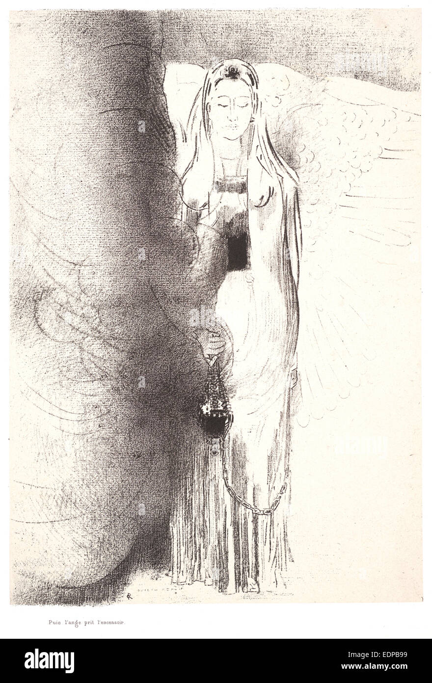 Odilon Redon (French, 1840 - 1916). And the angel took the censer (Puis ...