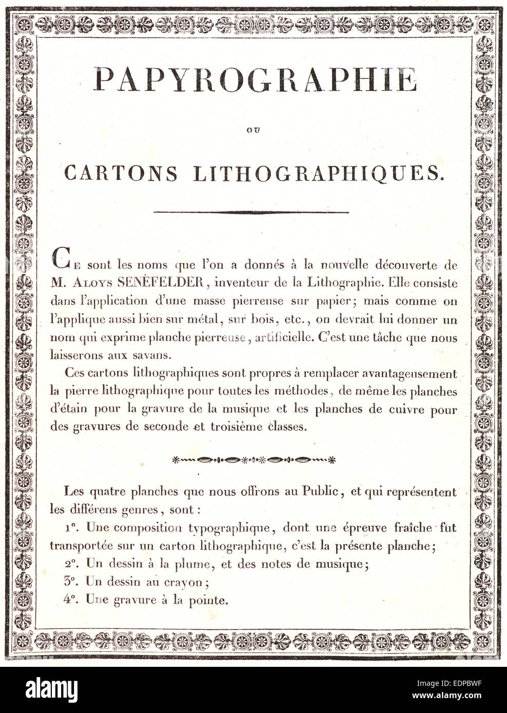 Alois Senefelder (German, 1771 - 1834). A Typographical Composition ...