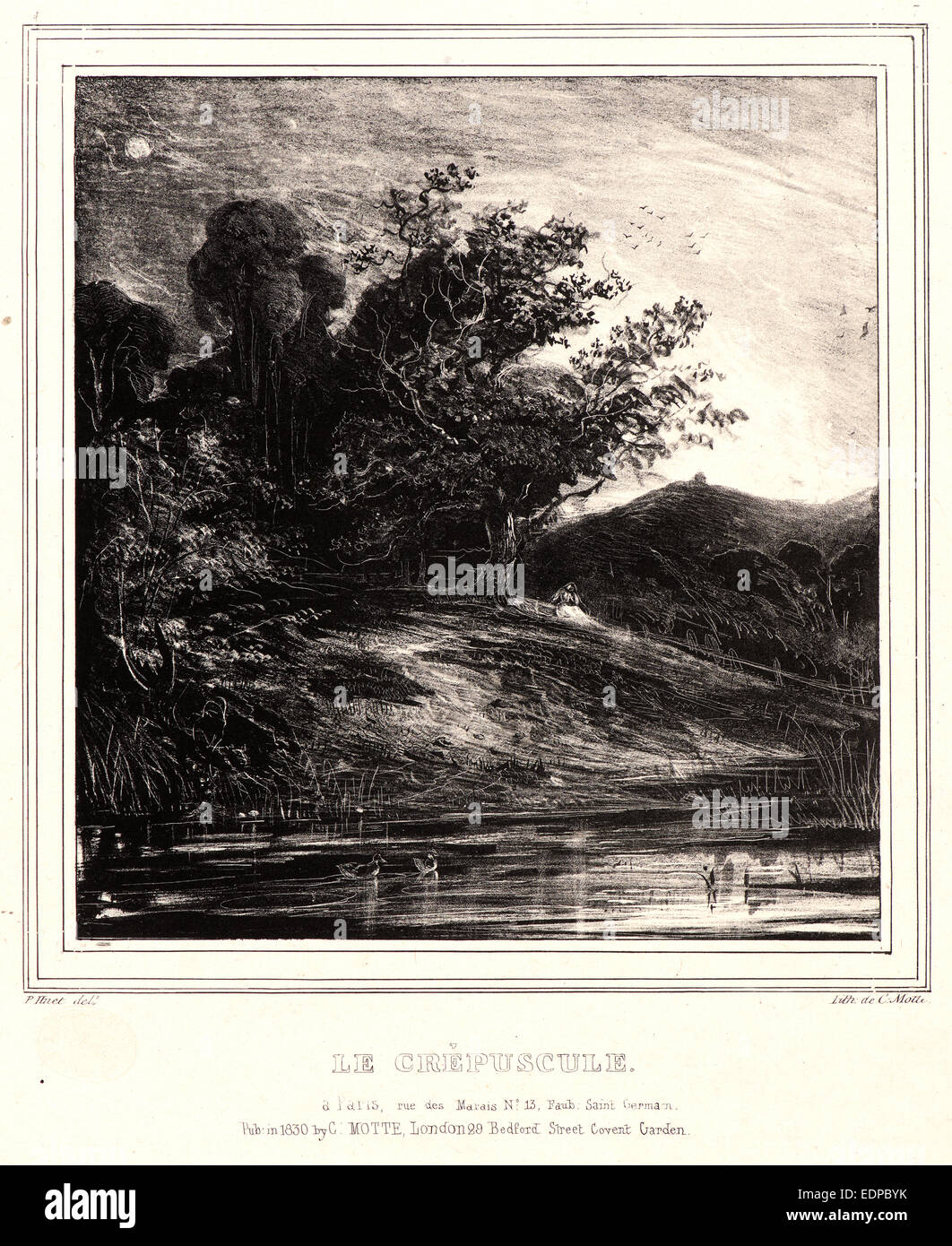 Paul Huet (French, 1803 - 1869). Dusk (Le Crépescule), 1829. Lithograph ...