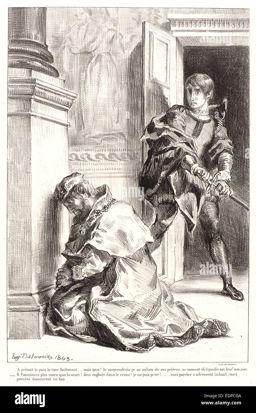 Eugène Delacroix (French, 1798 - 1863). Hamlet: A présent je puis ...