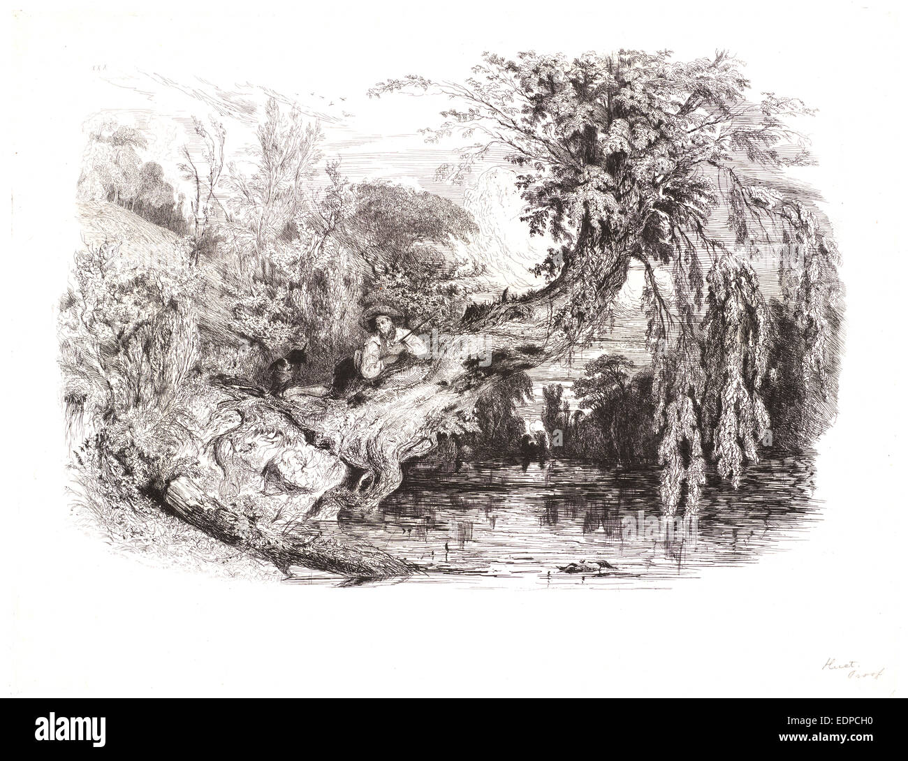 Paul Huet (French, 1803 - 1869). The Poacher (Le Braconnier), 1834 ...