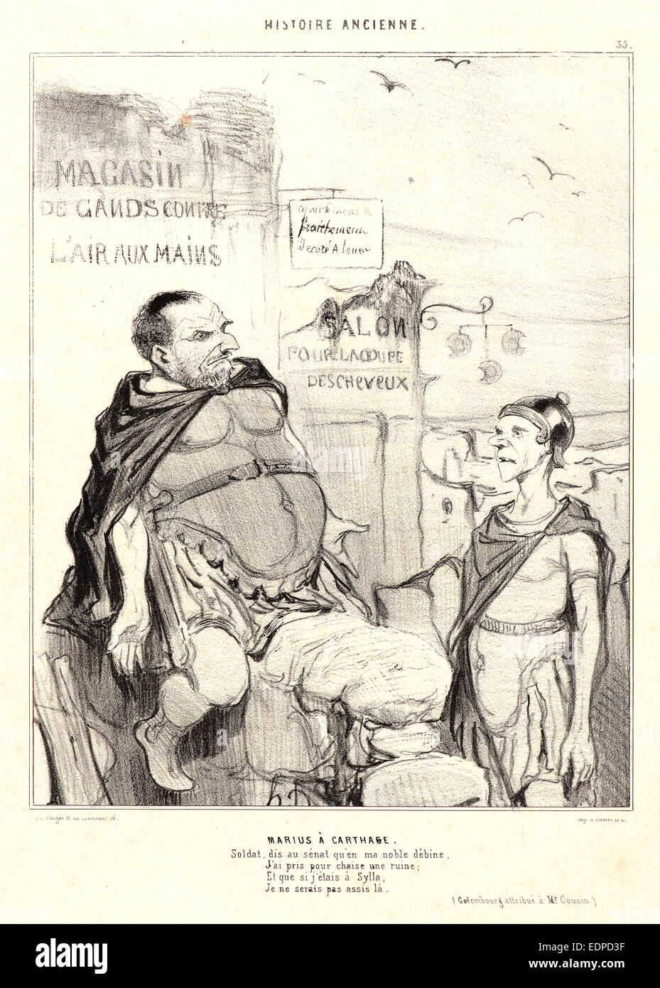 Honoré Daumier (French, 1808 - 1879). Marius à Carthage, 1842. From ...
