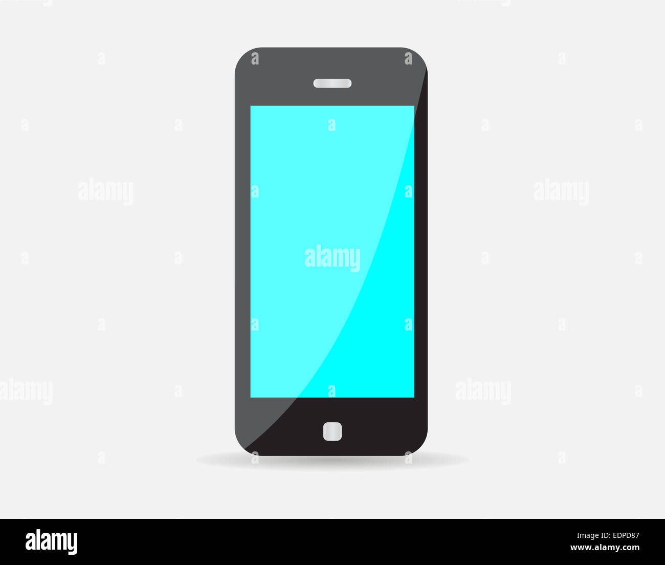 Realistic black mobile phone with blue screen Stock Photo - Alamy