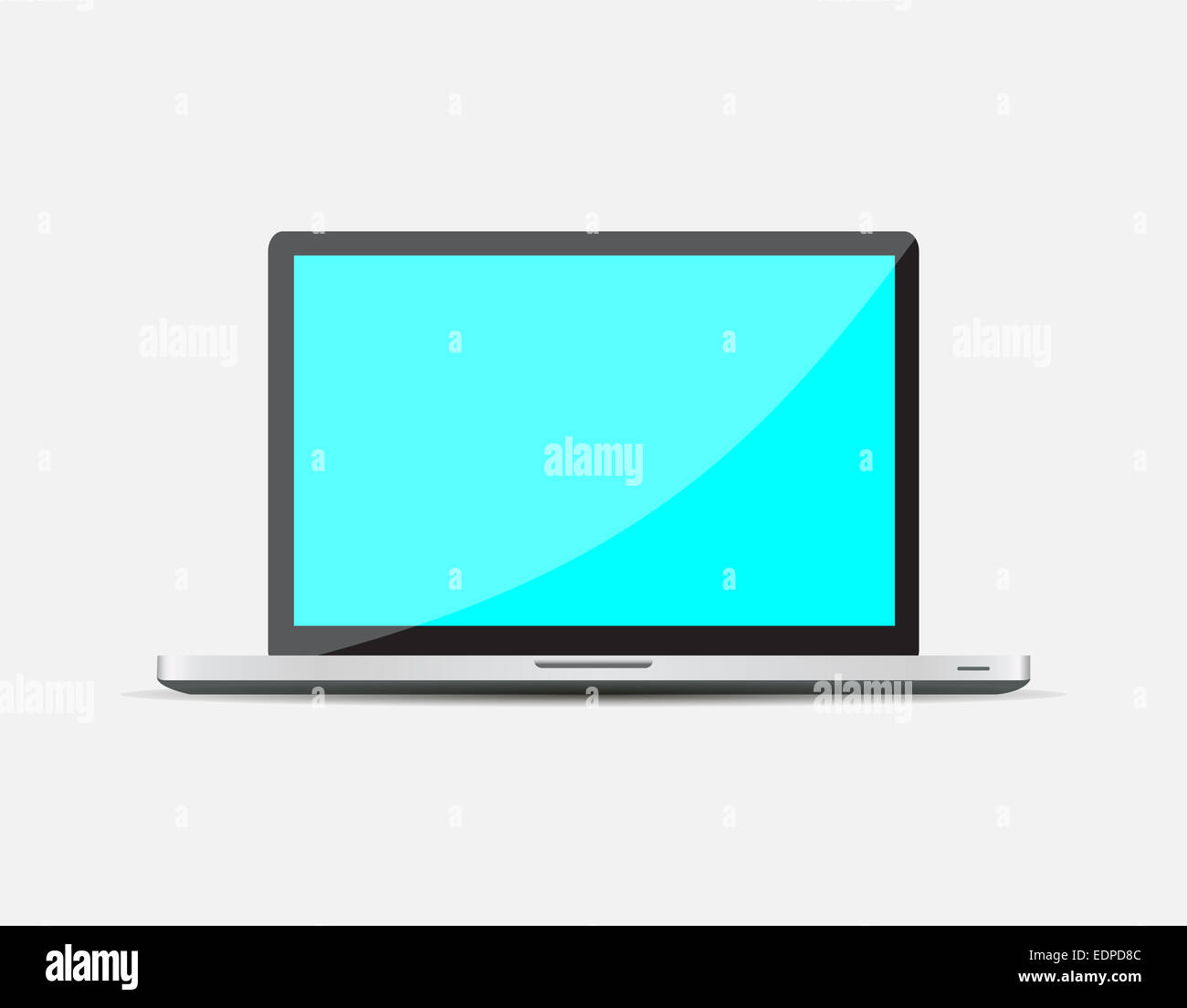Realistic Open Laptop with blue blank screen Stock Photo - Alamy