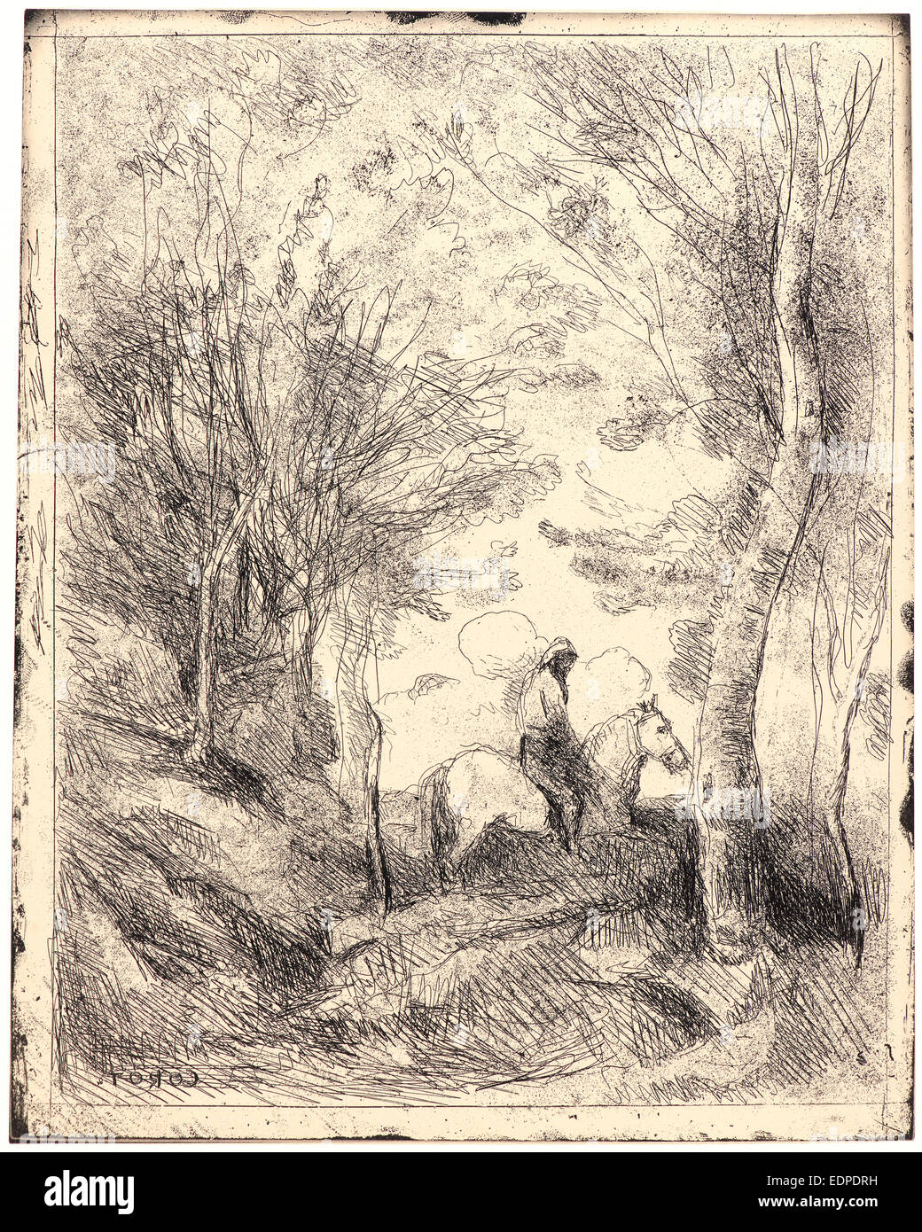 Jean-Baptiste-Camille Corot (French, 1796 - 1875). Le Grand Cavalier ...