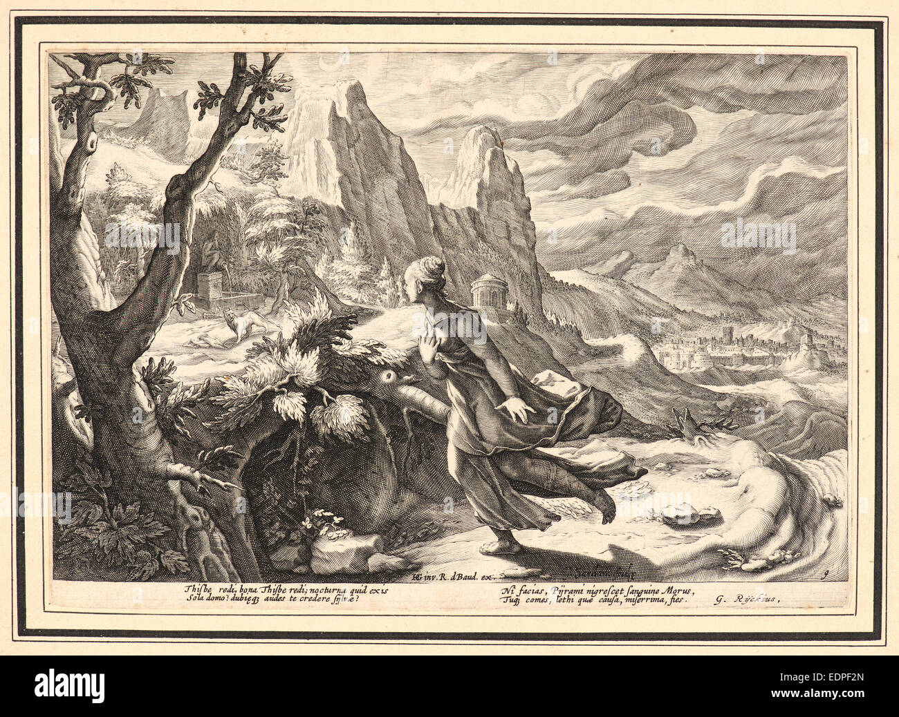 Anonymous after Hendrick Goltzius (Dutch, 1558 - 1617). Thisbe Frightened by the Lion, ca. 1615 ...