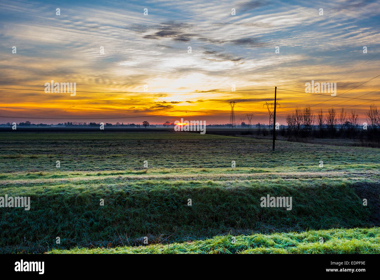 Sunrise in the italy countryside during a winter day Stock Photo - Alamy