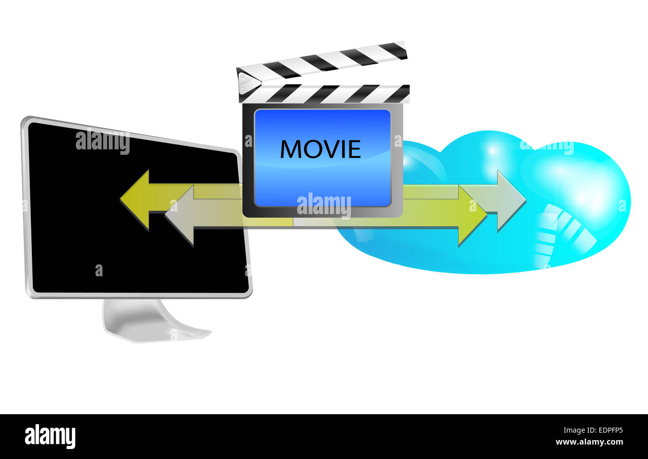 Illustration of movie streaming on pc from cloud Stock Photo - Alamy
