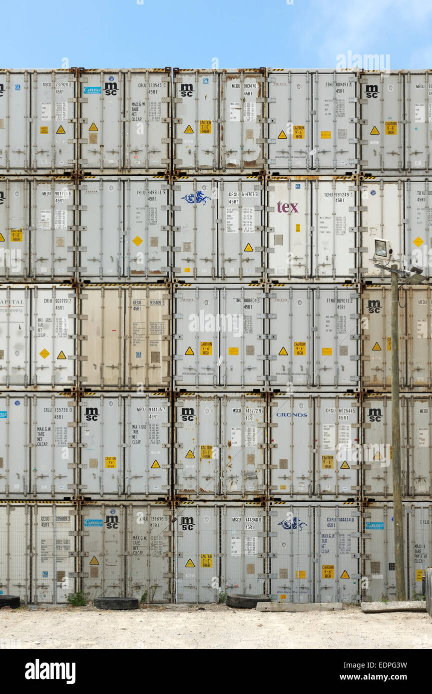 Stacked Containers in Storage Depot Stock Photo - Alamy