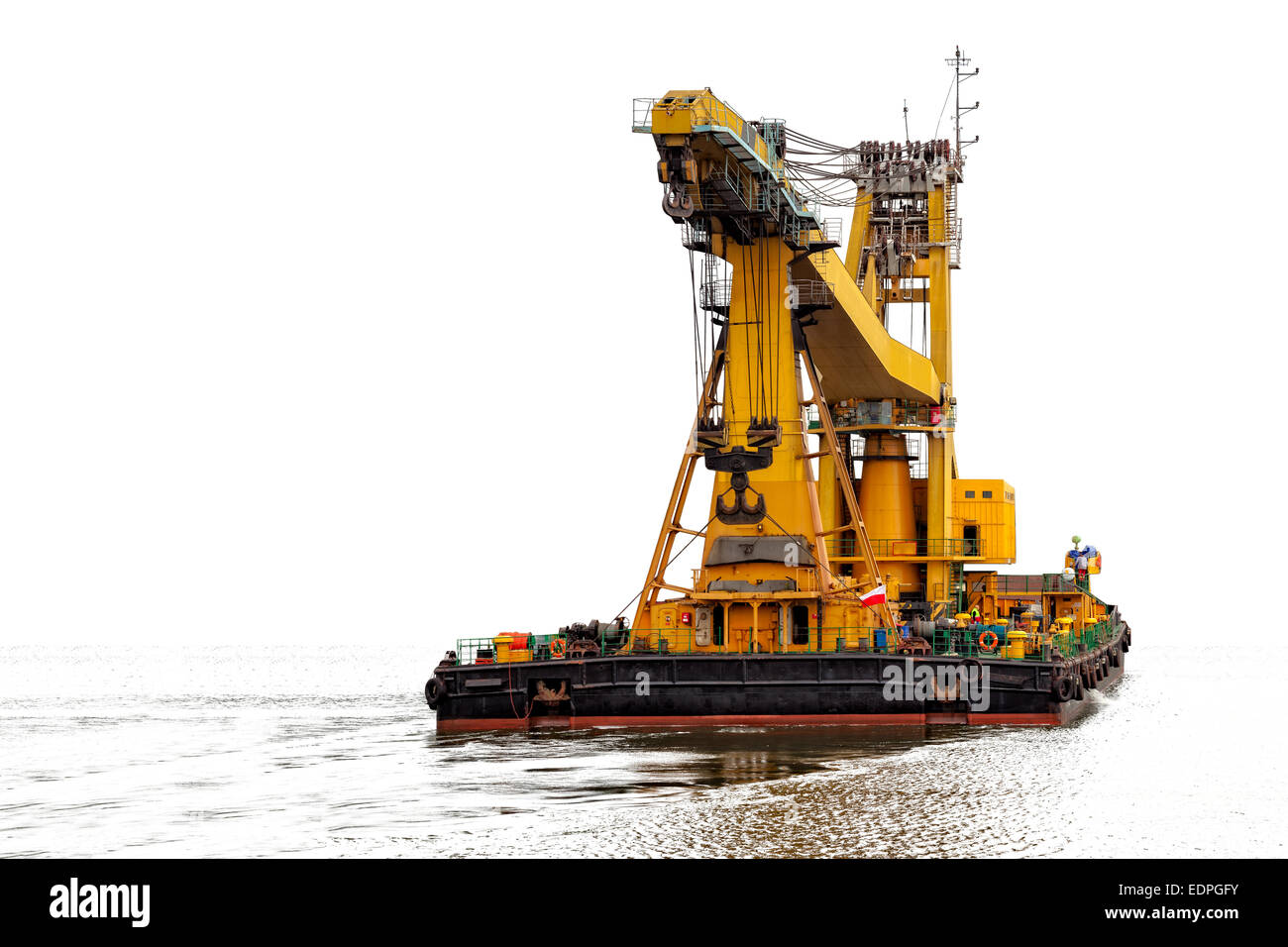 Photo of a floating crane isolated on white background Stock Photo - Alamy
