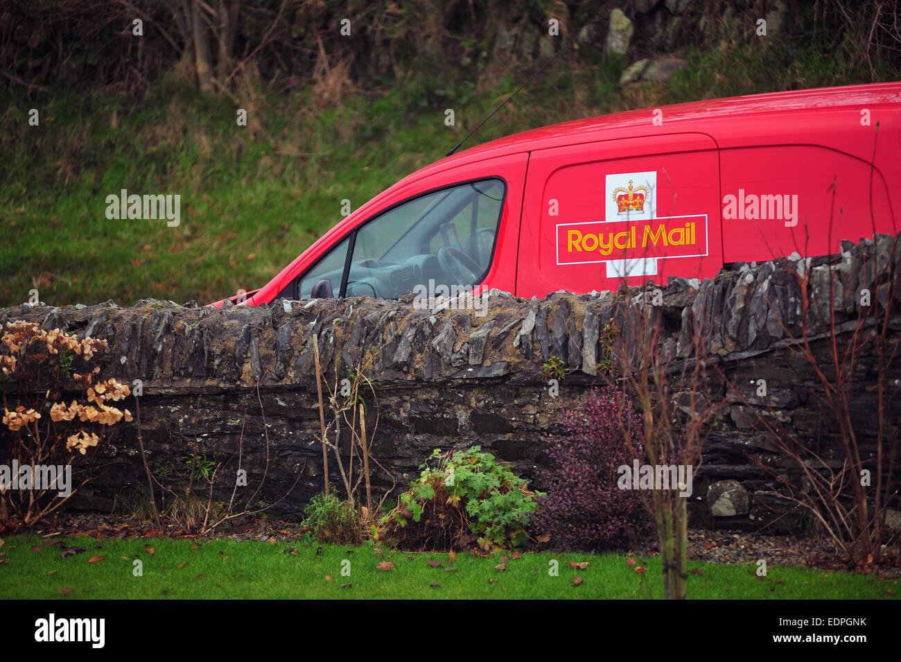 A Royal Mail van on a rural route in mid Wales Stock Photo - Alamy