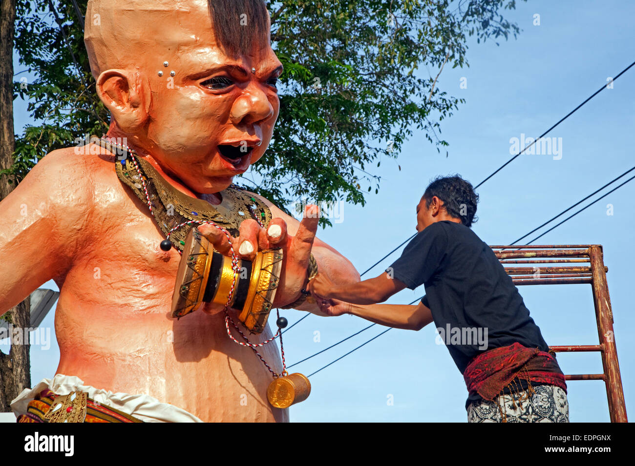 Ogoh-ogoh, demonic effigy made of bamboo and paper symbolizing negative ...