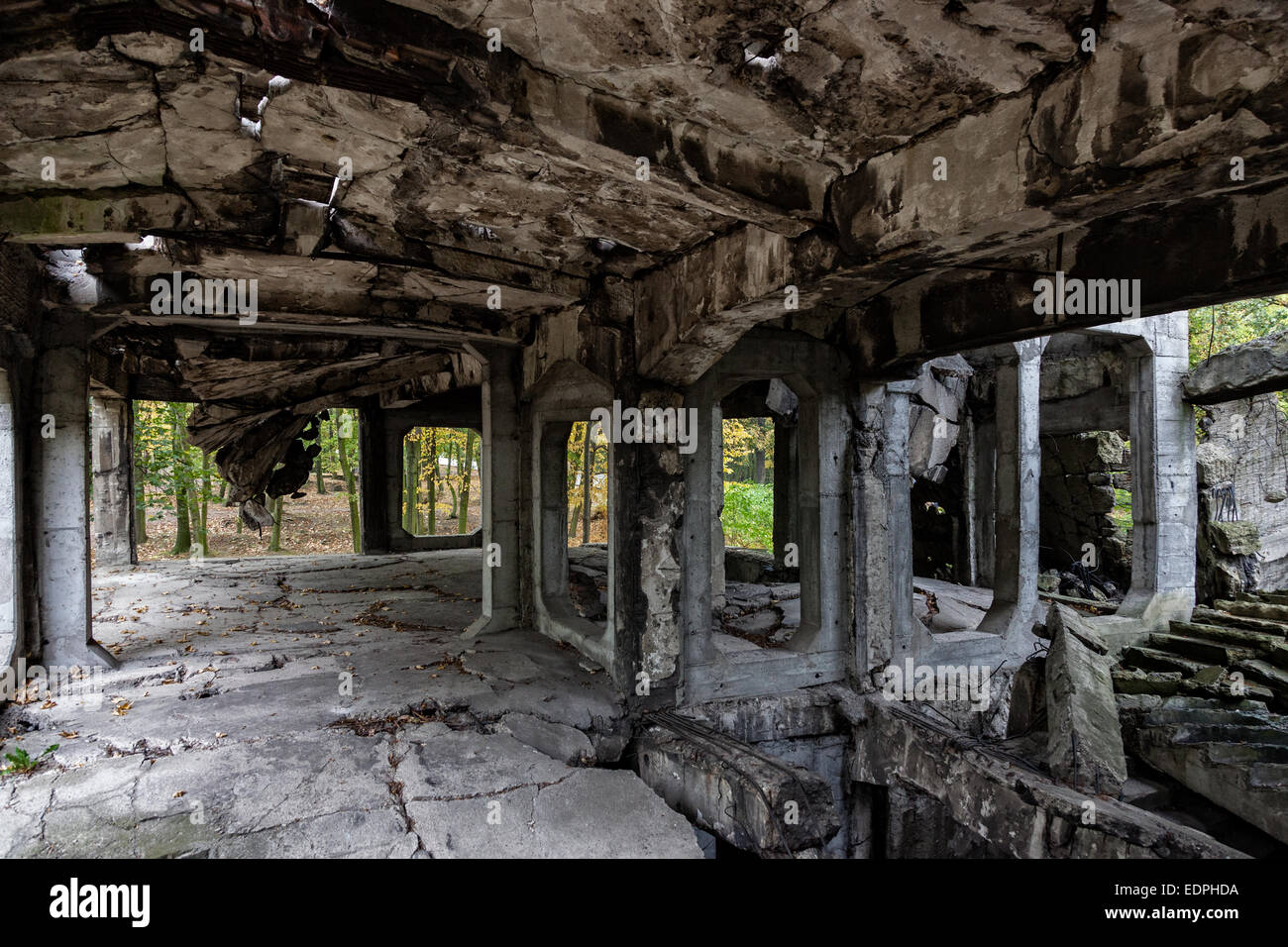 Image of the interior old destroyed military barracks after war Stock ...