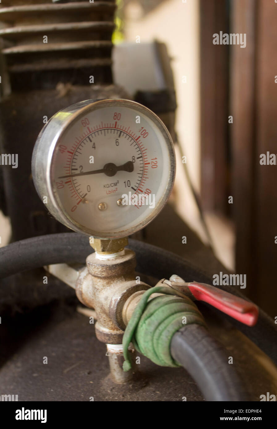 Rusty Air compressor meter Stock Photo - Alamy