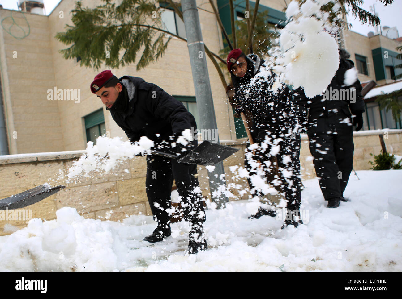 Ramallah, West Bank, Palestinian Territory. 8th Jan, 2015. Palestinian ...