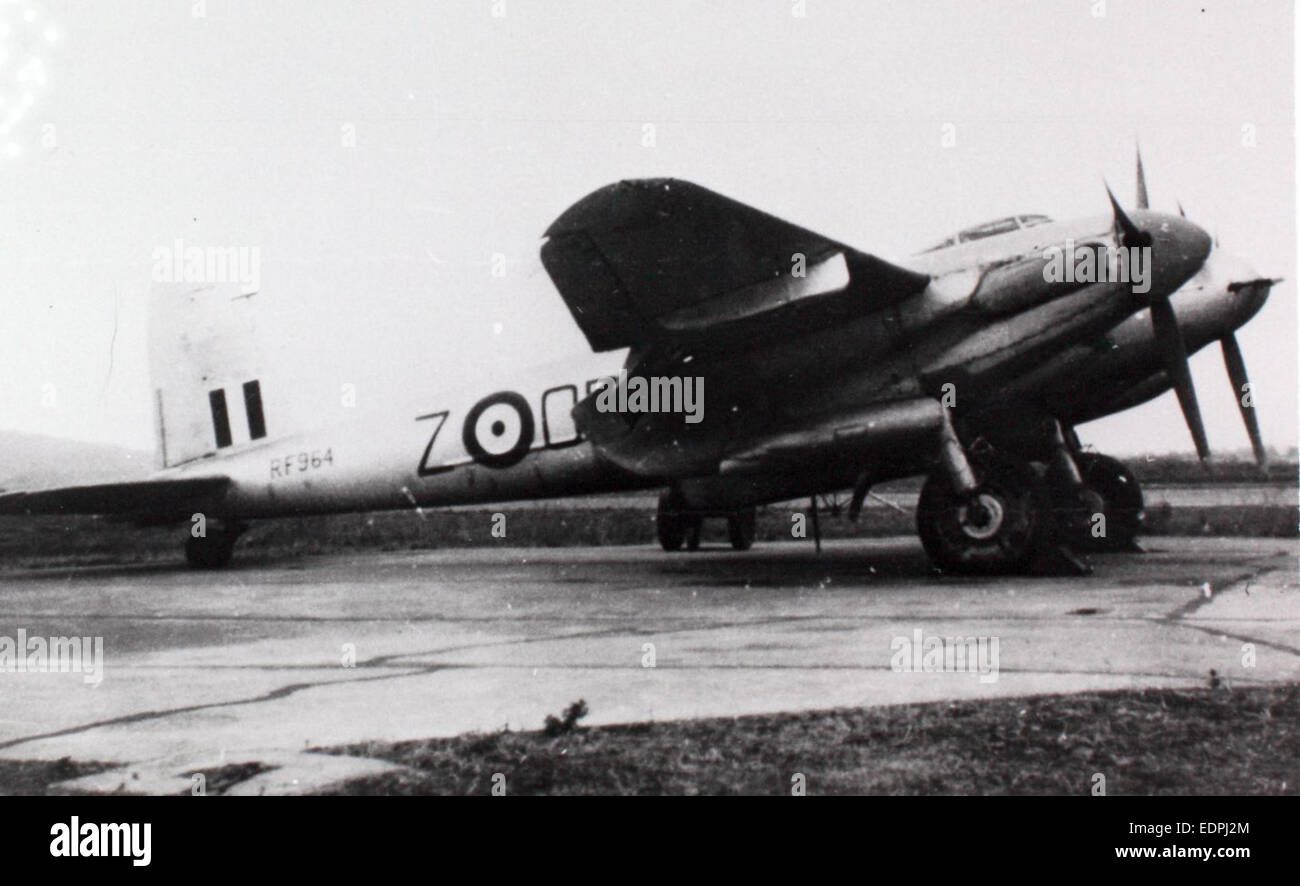 Photograph showing a De Havilland Mosquito FB Mk VI aircraft, powered ...