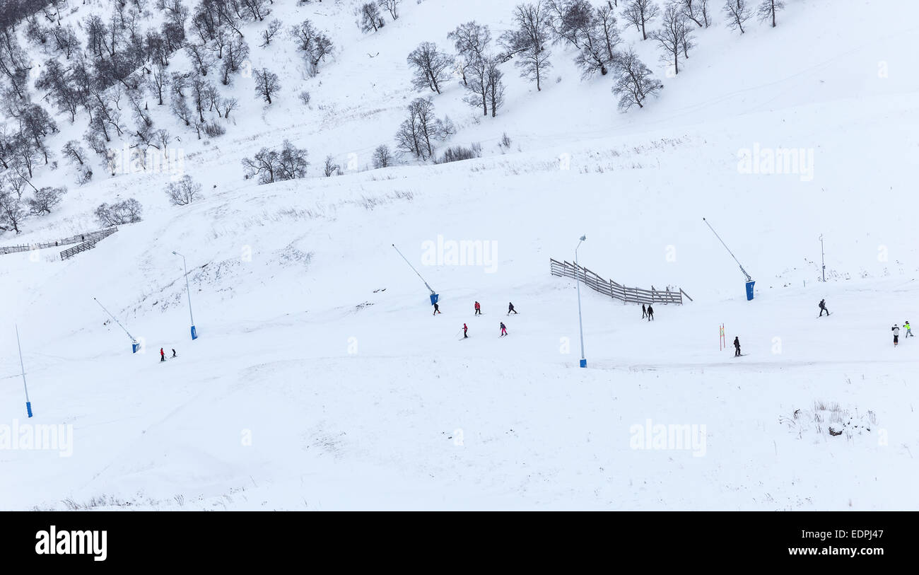 Skiers on the mountain Didveli Stock Photo - Alamy