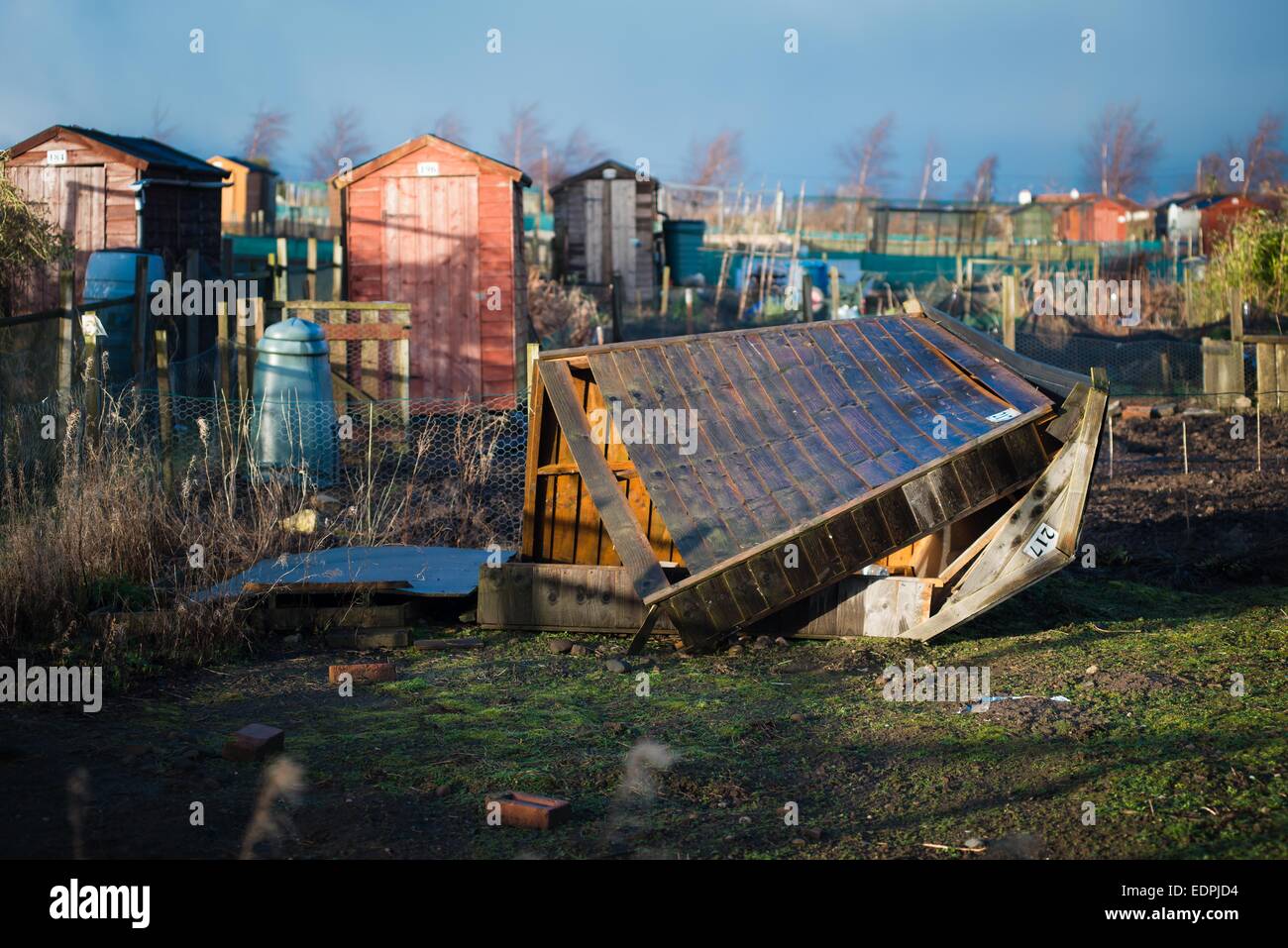 Fence blown over hi-res stock photography and images - Alamy