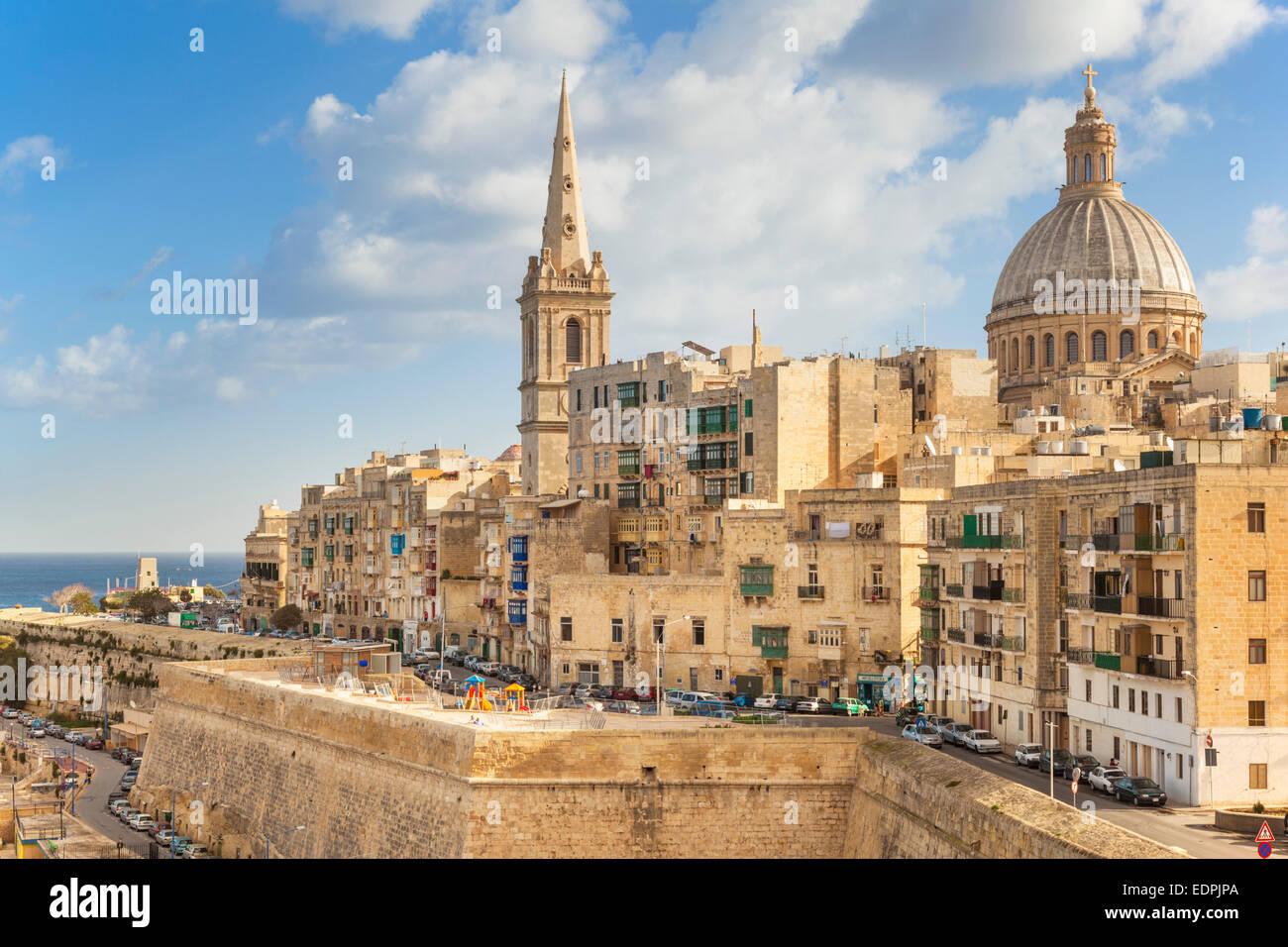 Valletta Skyline with the Dome of the Carmelite Church and St Pauls ...