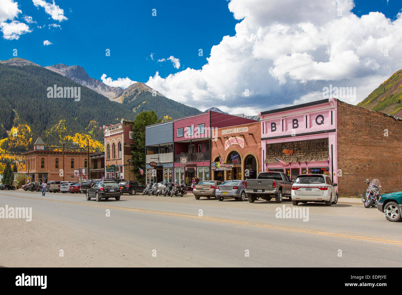 Historic old town of Silverton in The San Juan Mountains of Colorado ...