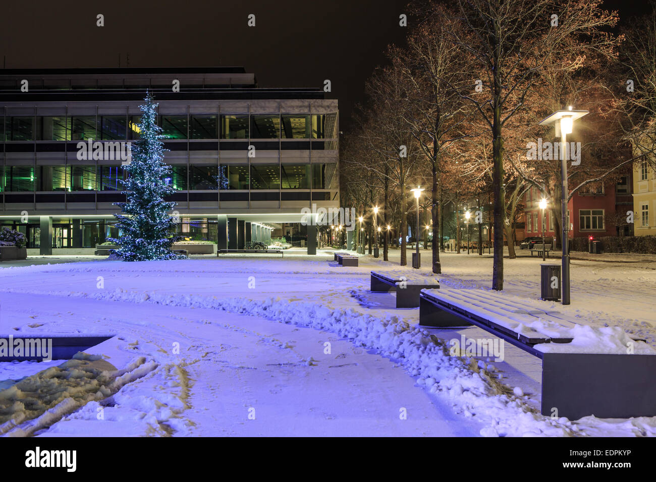 Street of Coburg town by night, Germany, Europe Stock Photo - Alamy