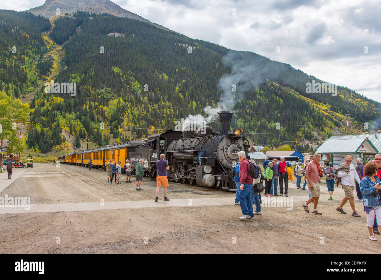 Historic Durango & Silverton Narrow Gauge Railroad train in Silverton ...