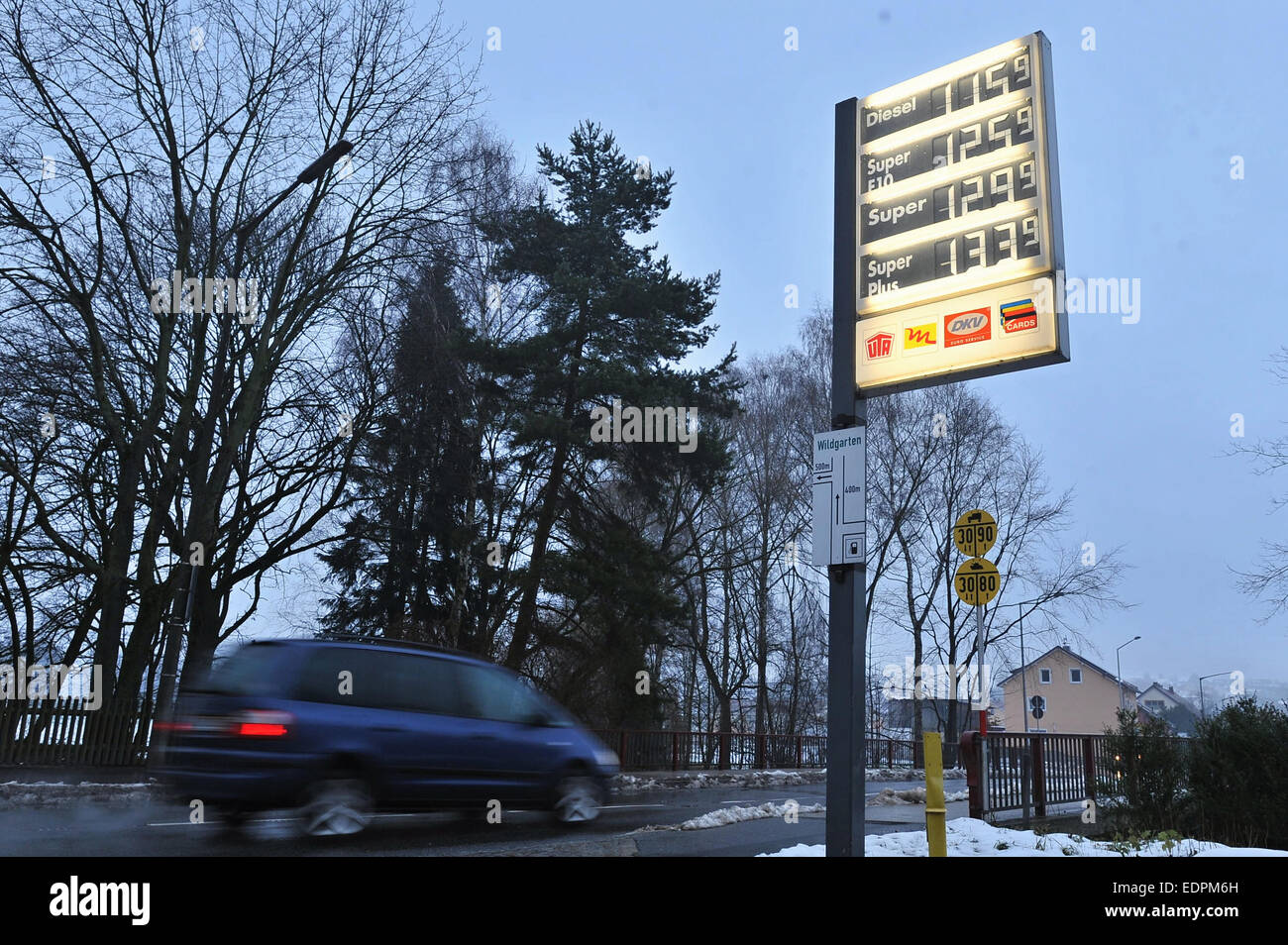 The petrol filling station price list in Furth im Wald, Germany, on ...