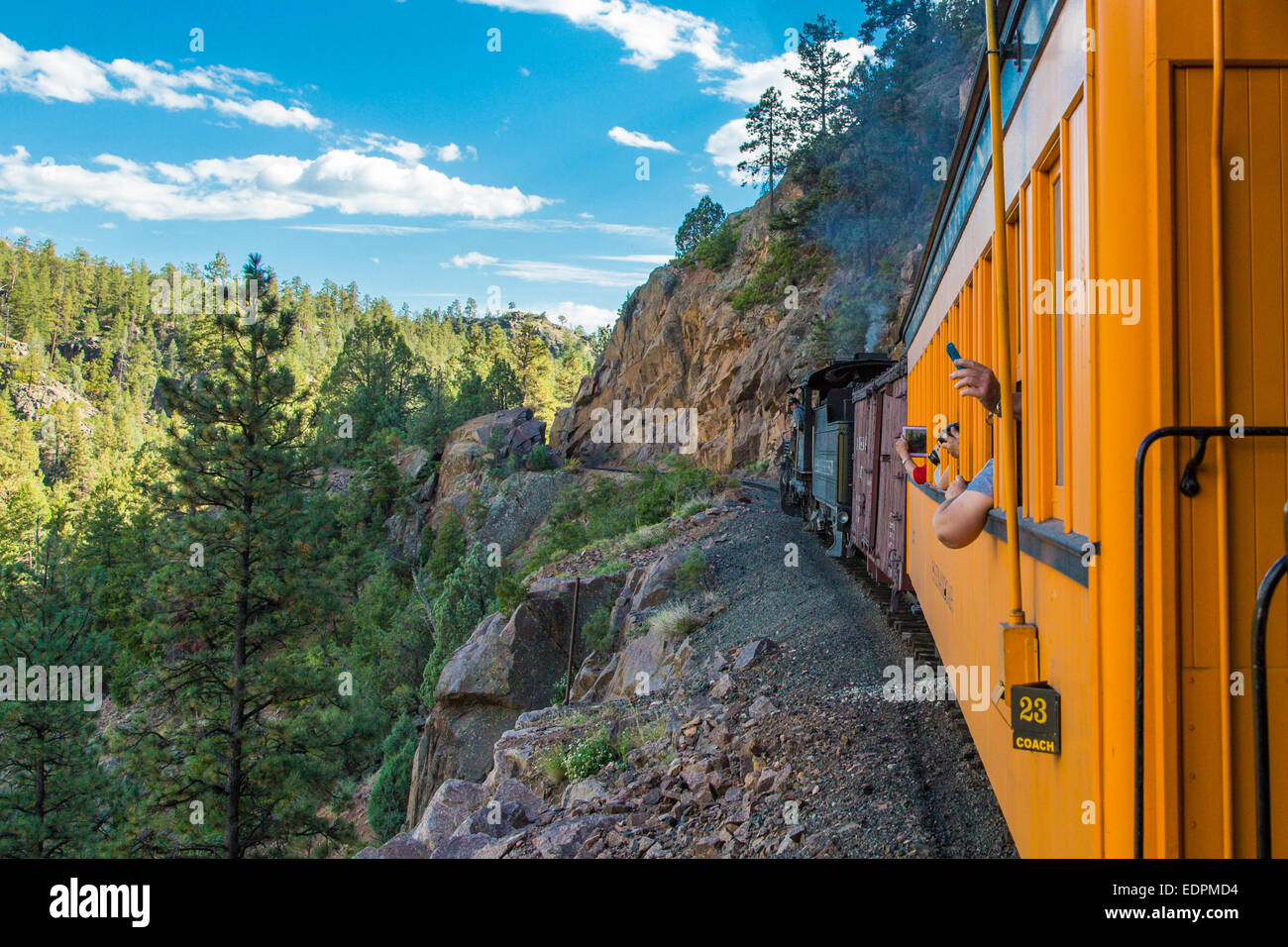 Historic Durango & Silverton Narrow Gauge Railroad train on route ...