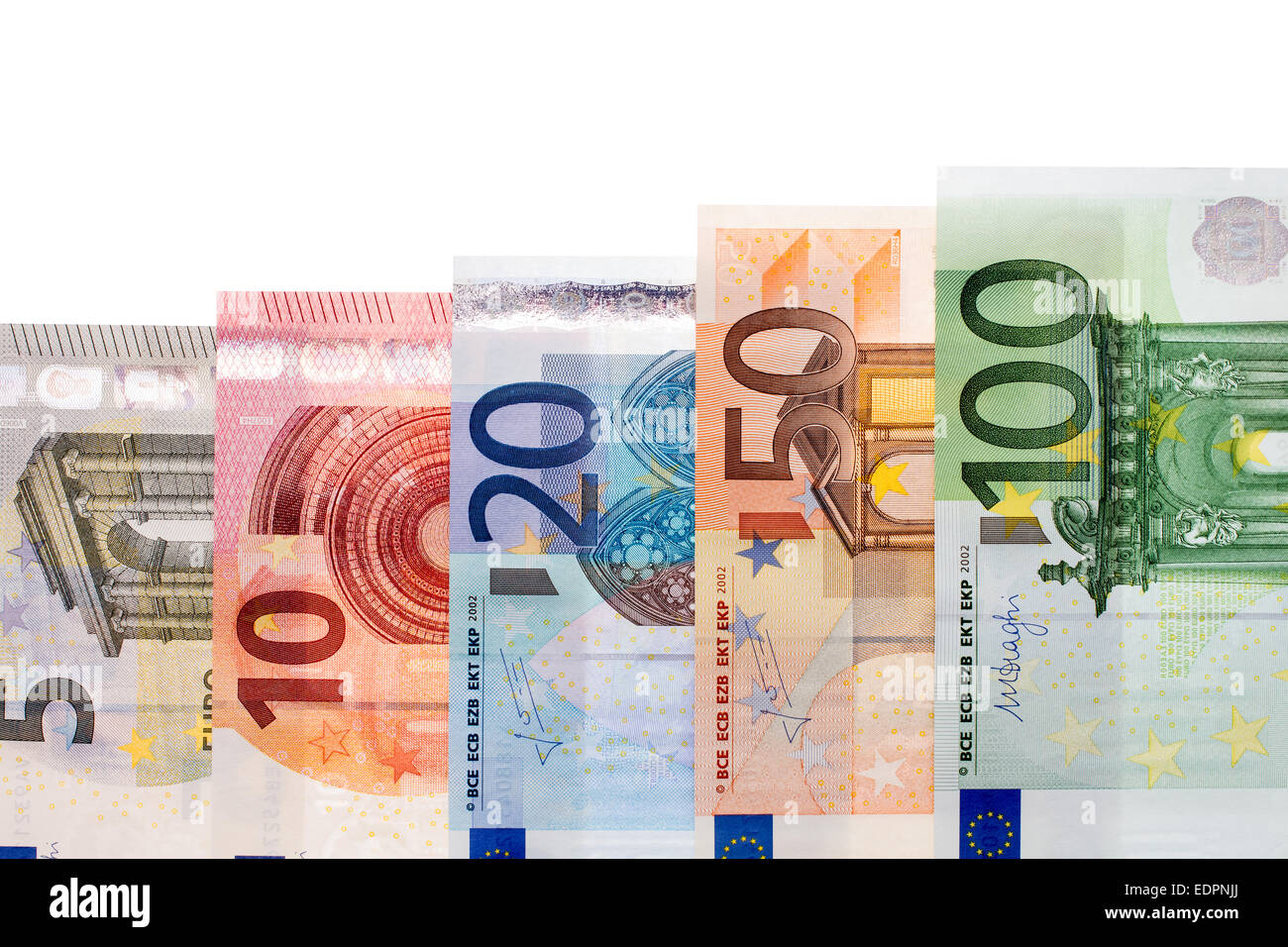 Set of euro banknotes isolated on white background Stock Photo - Alamy