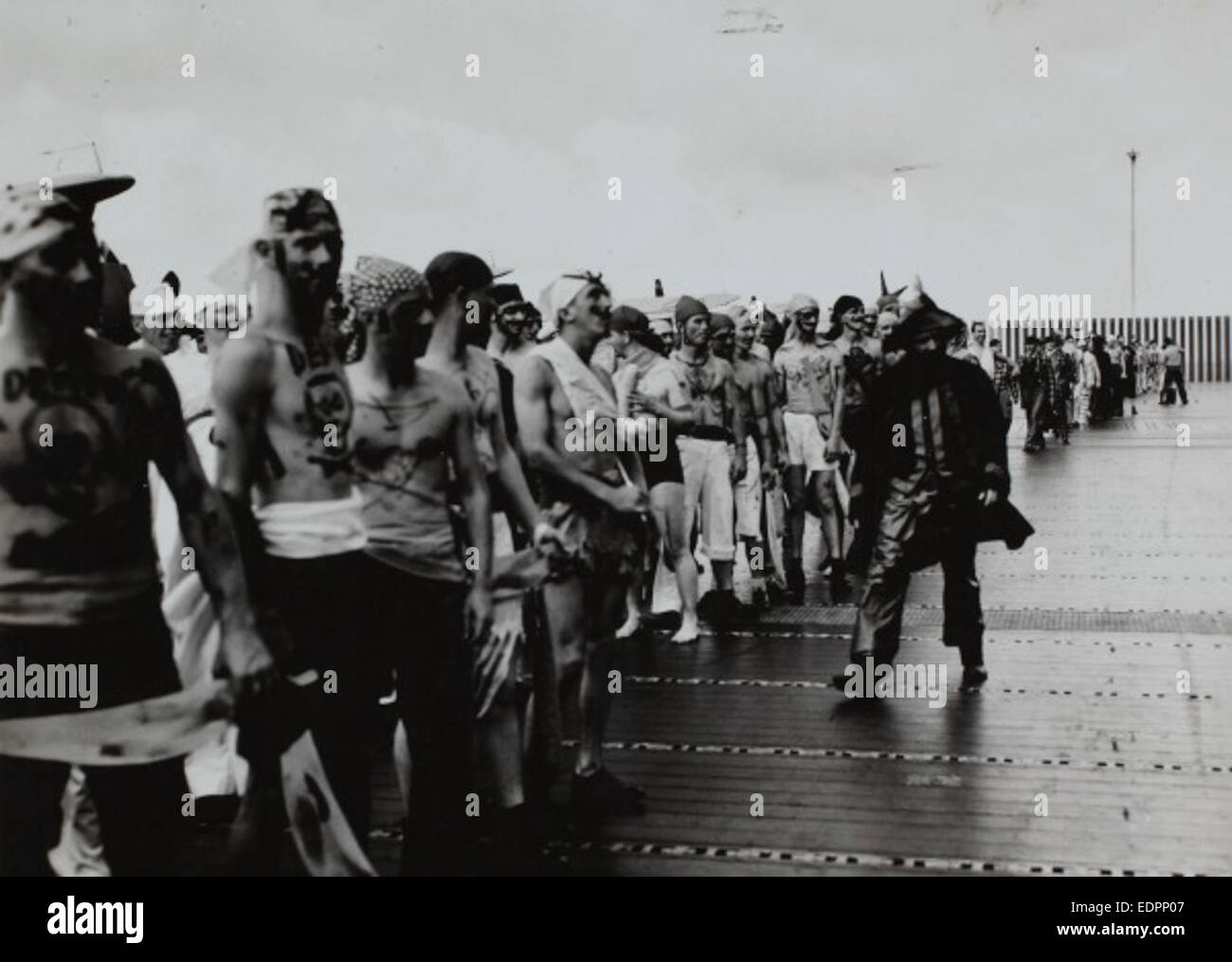 This image shows an aircraft involved in a Crossing the Line ceremony ...
