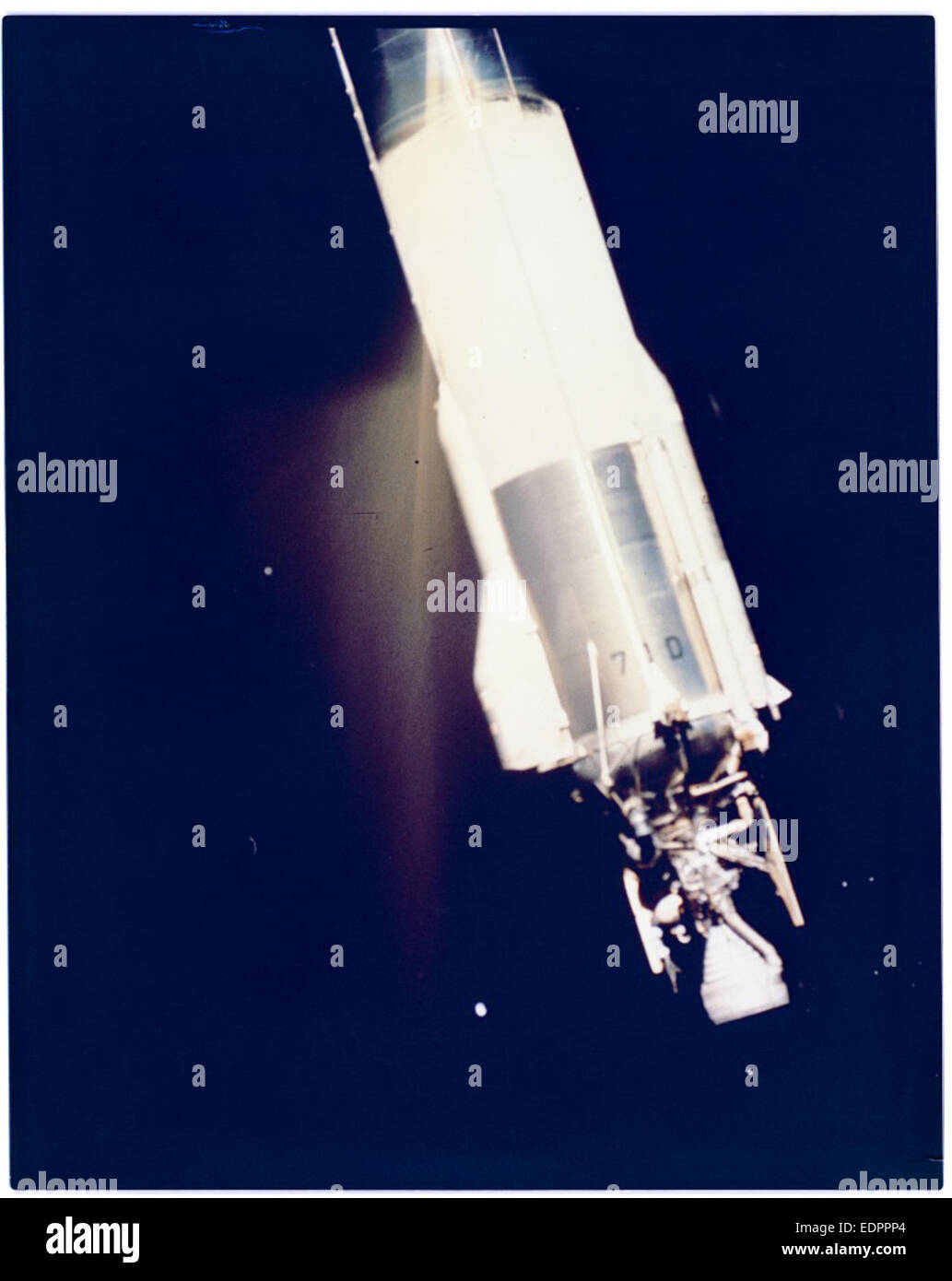 This image shows the Atlas ICBM after staging, part of the process for ...