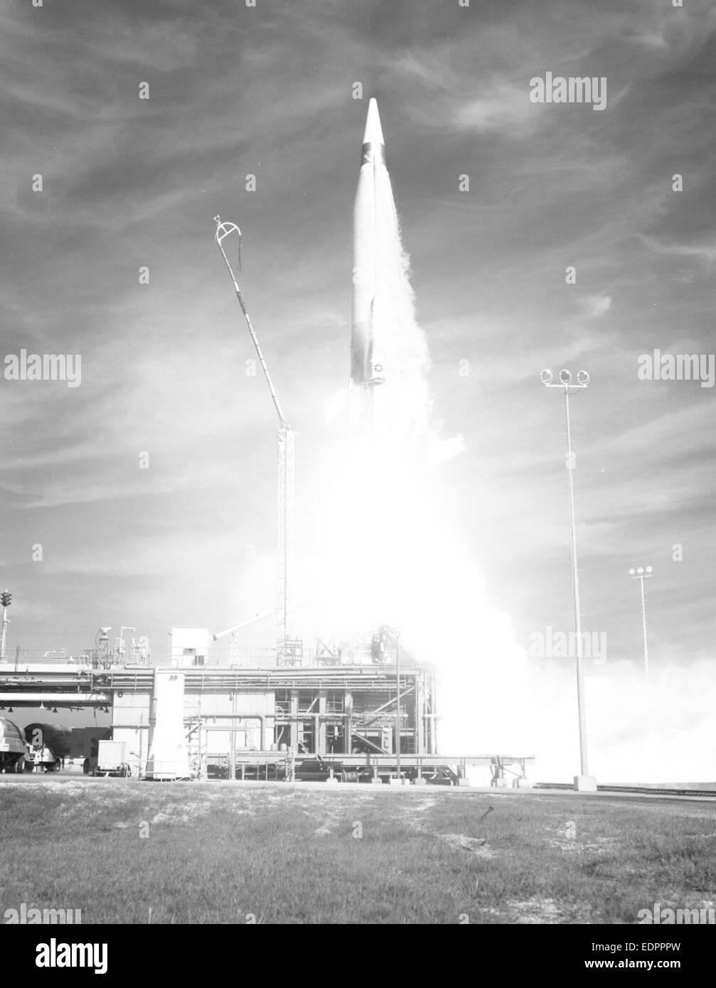 This image captures an Atlas Intercontinental Ballistic Missile (ICBM ...