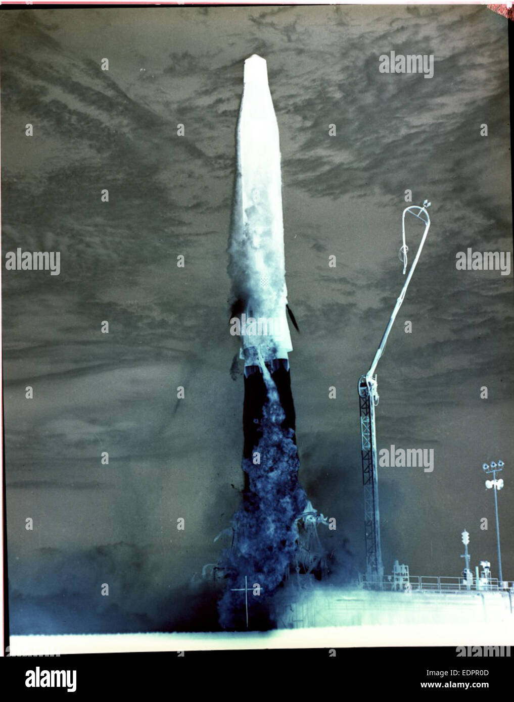 Image capturing the launch of an Atlas ICBM missile, significant in the ...