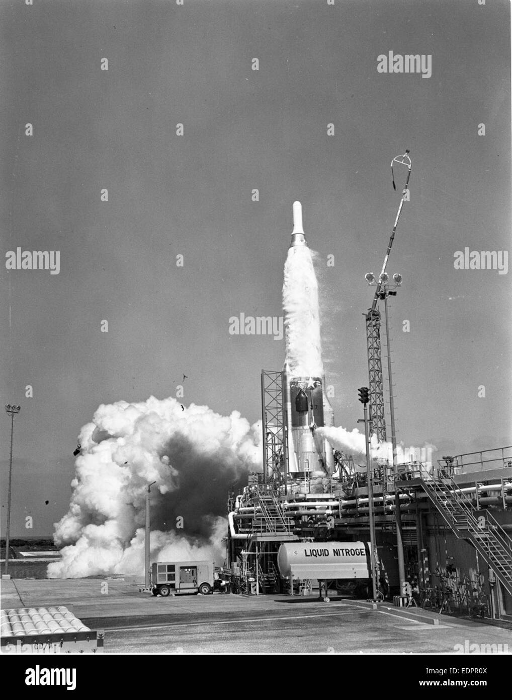 This image captures the launch of the Atlas ICBM (Intercontinental ...