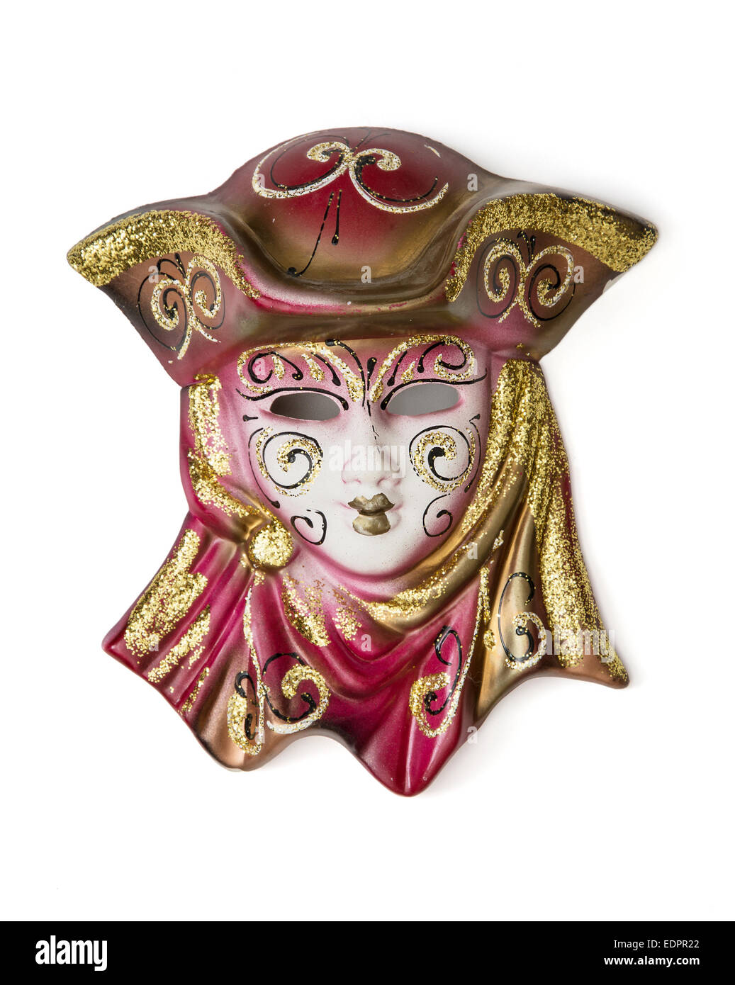 Mystery masquerade carnival mask on a white background Stock Photo - Alamy