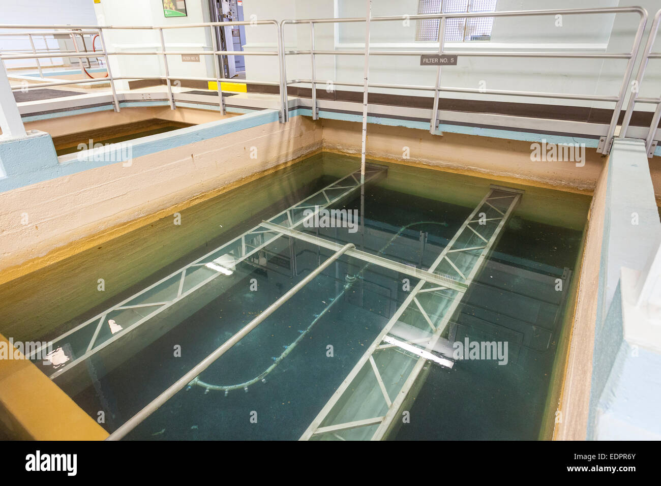 Filter tanks remove fine particles during water treatment Stock Photo ...