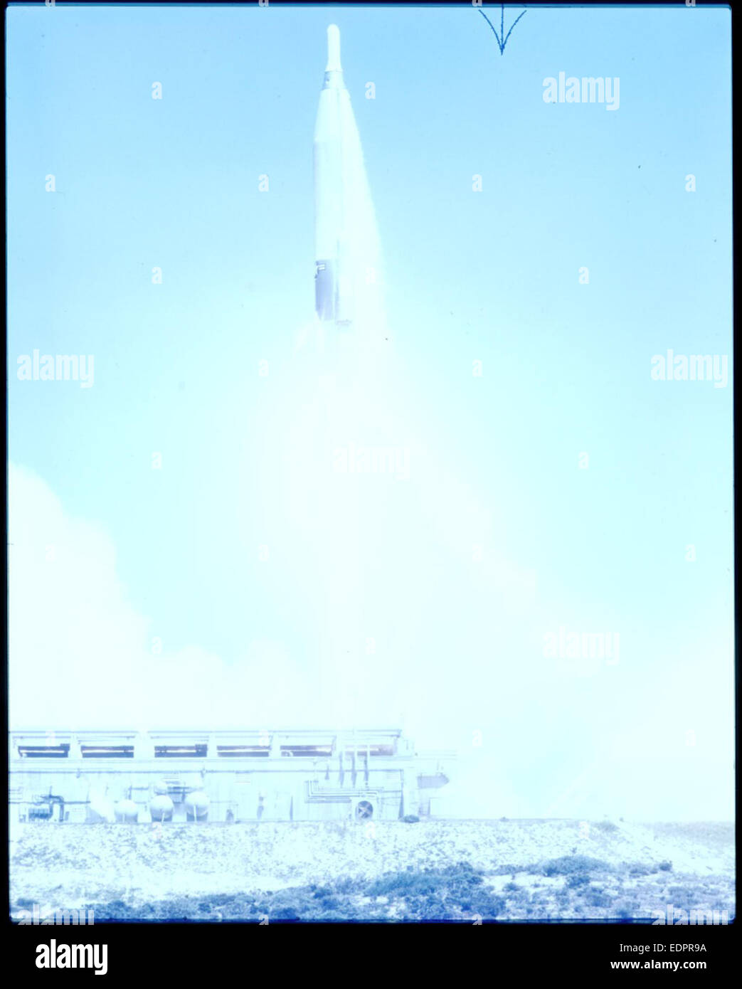 This USAF photo captures the launch of an Atlas ICBM, documenting a ...