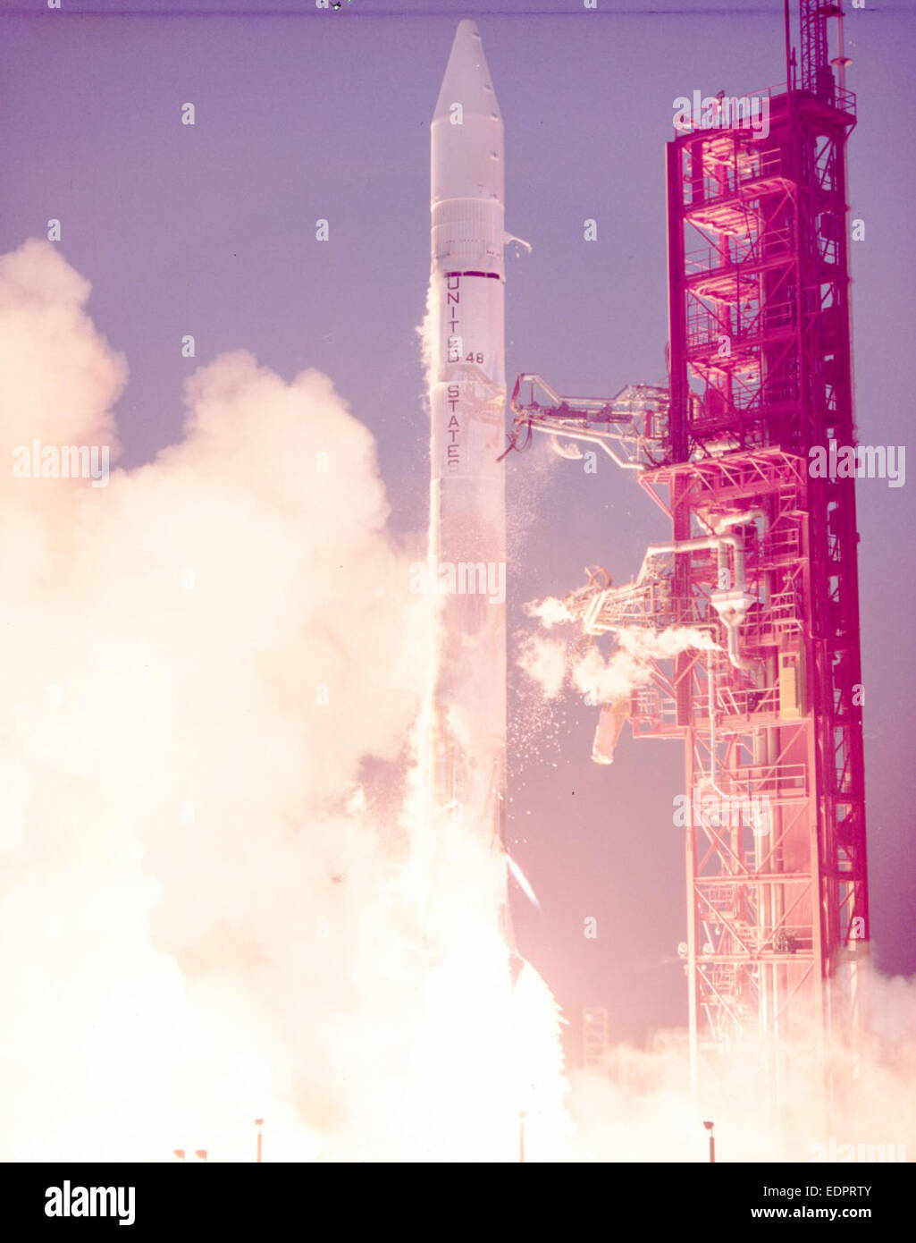 This image captures the launch of an Atlas-Centaur rocket, part of the ...