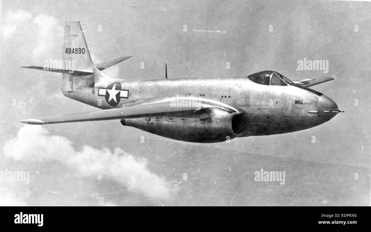 The Bell XP-83, aircraft number 44-84990, is captured in this ...