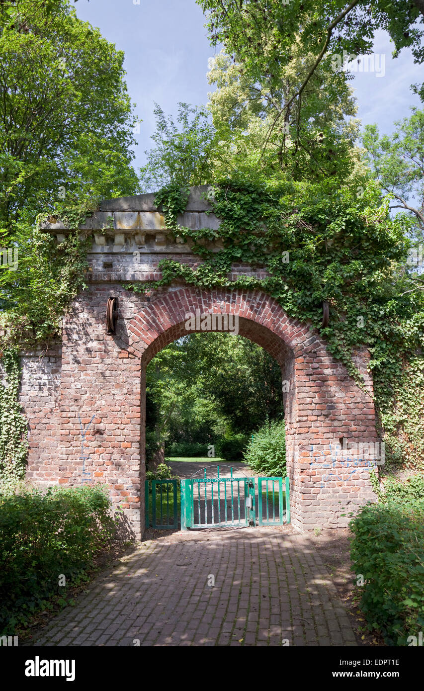 Fortified brick gateway into historic Prussian fort, Volksgarten ...