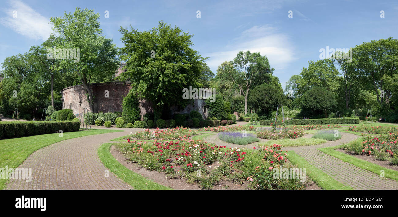Historic Prussian Fort and Rose Garden, Volksgarten, Cologne, Rhine ...