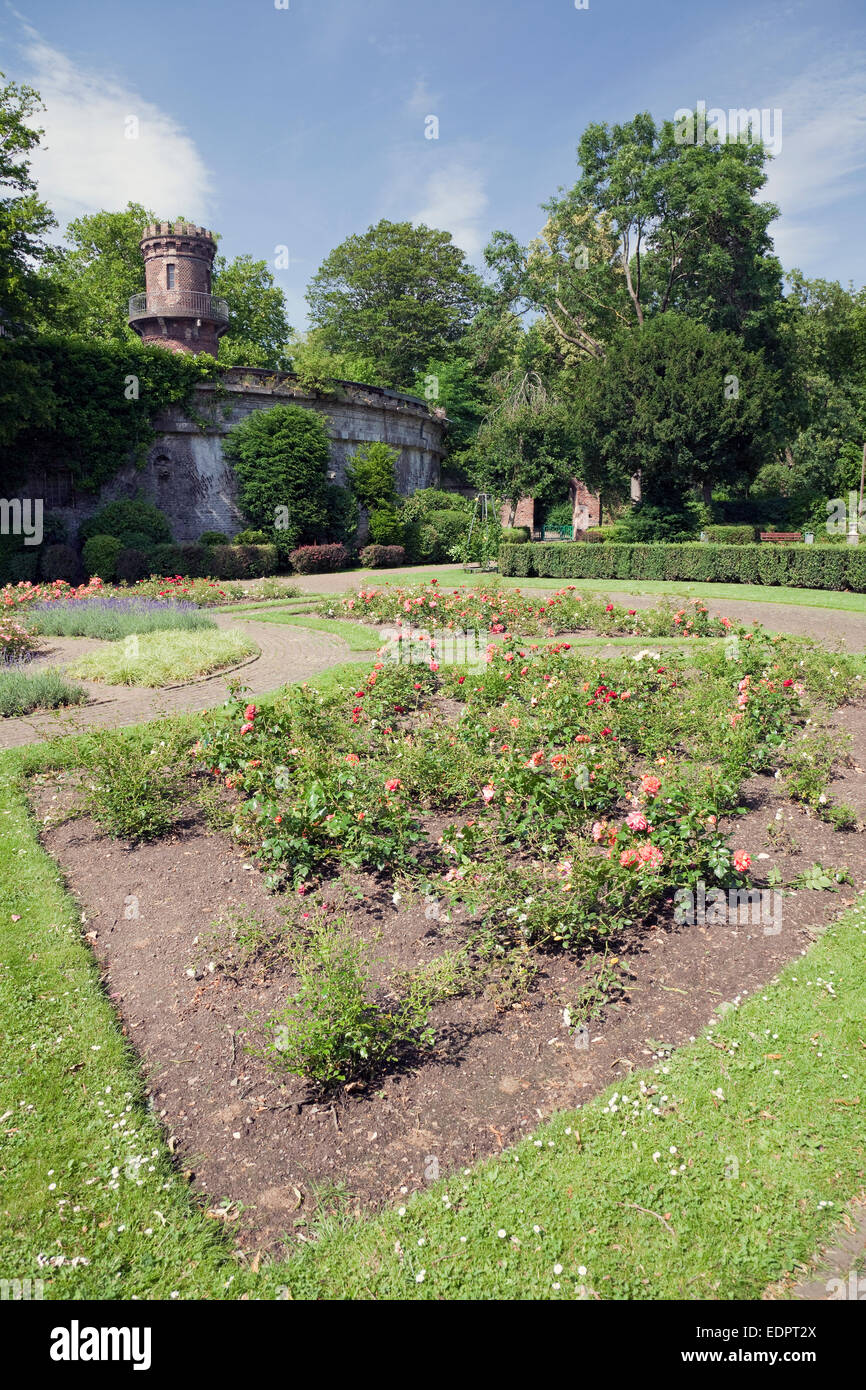 Historic Prussian Fort and Rose Garden, Volksgarten, Cologne, Rhine ...