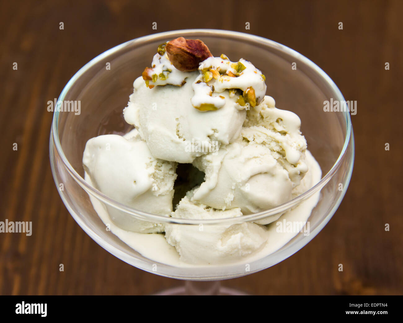 Ice creams on wooden background hi-res stock photography and images - Alamy