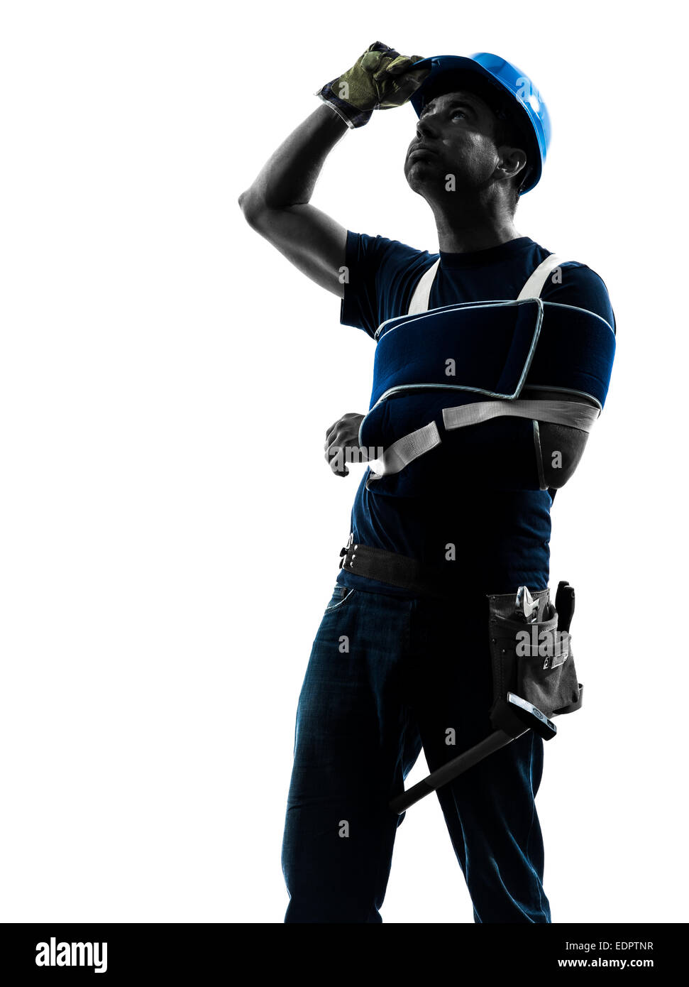 one manual worker man in silhouette on white background Stock Photo - Alamy